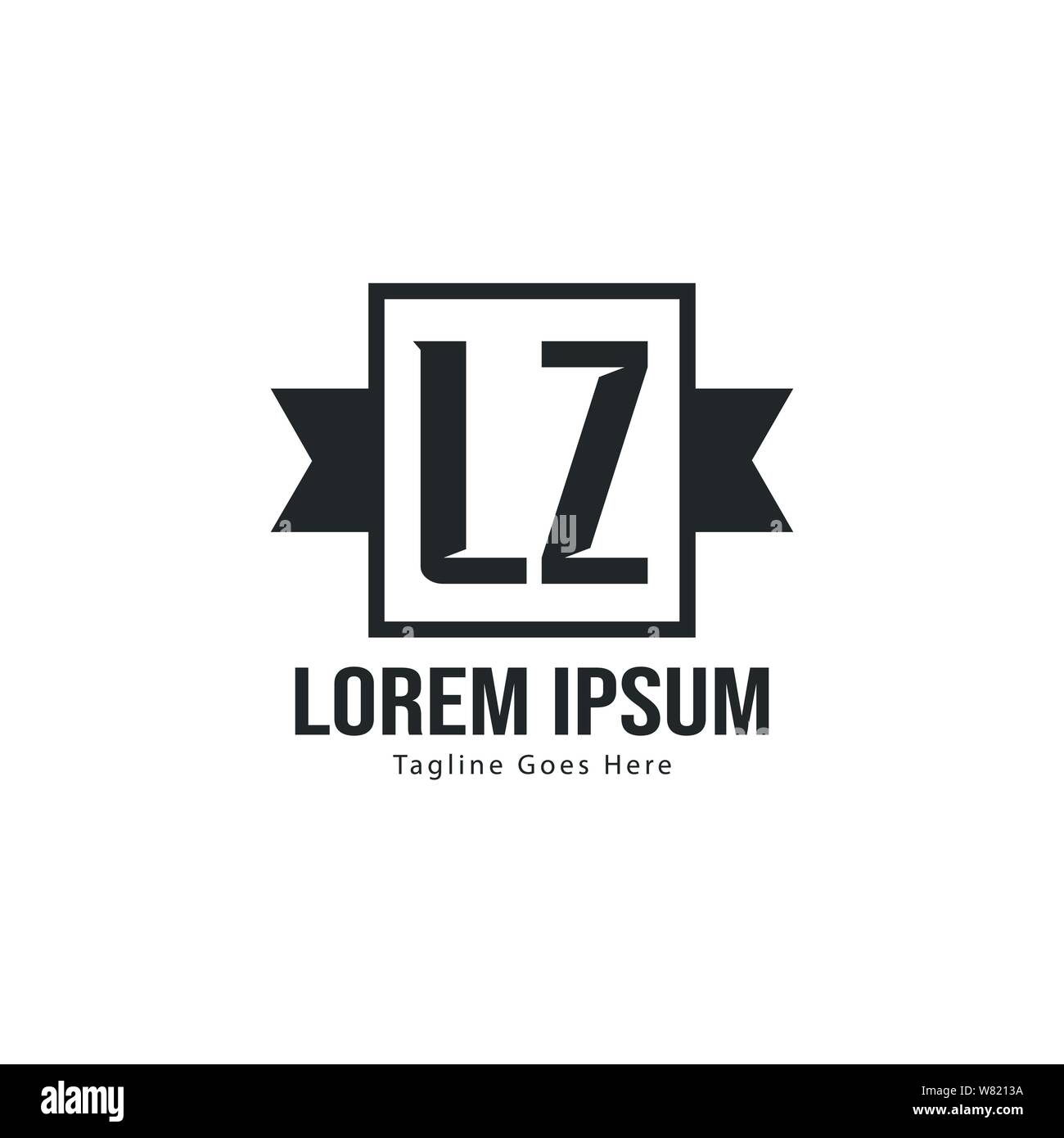 Initial LZ logo template with modern frame. Minimalist LZ letter logo ...