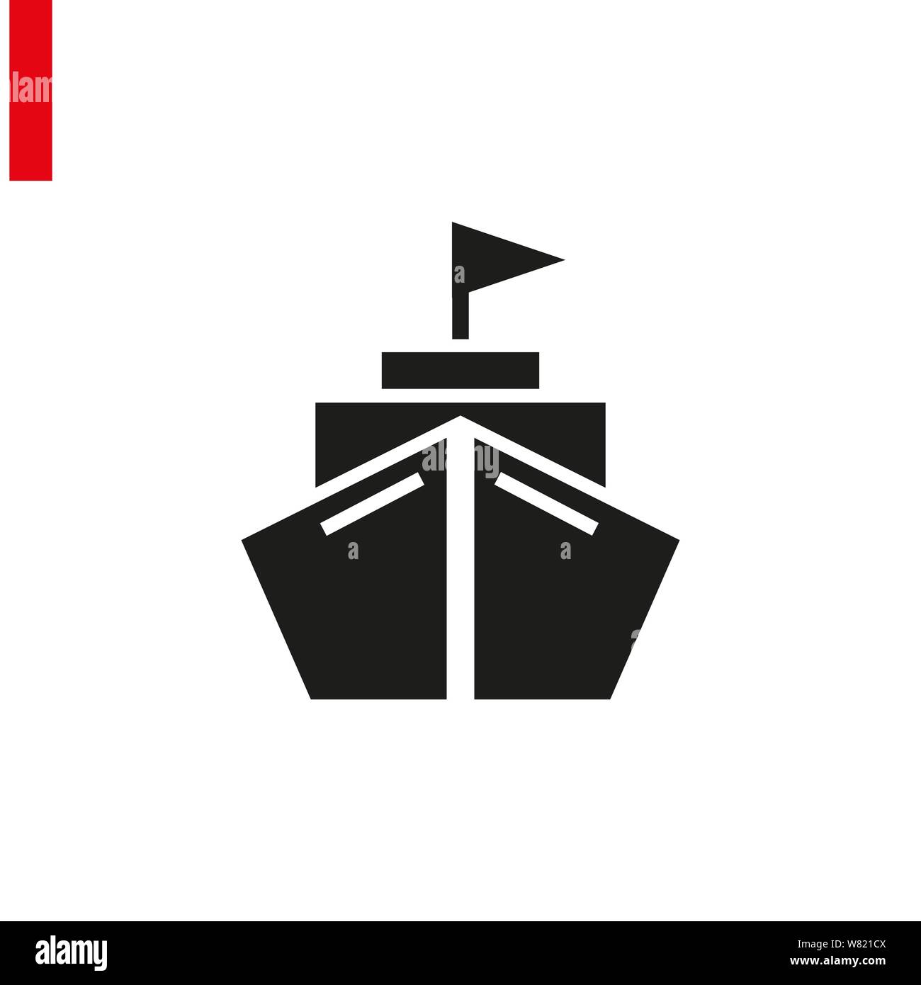 Ship icon flat. Black pictogram on grey background. Vector illustration ...