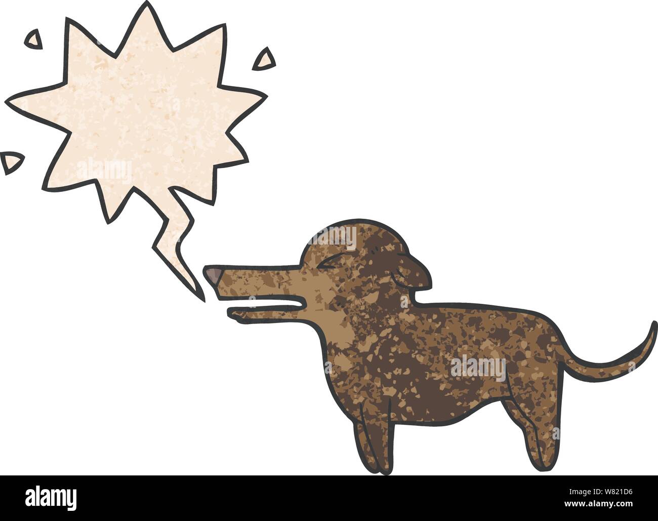 cartoon dog with speech bubble in retro texture style Stock Vector ...