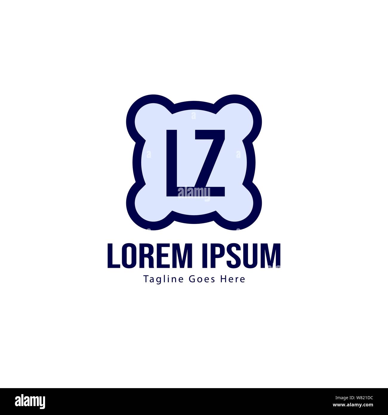 Initial LZ logo template with modern frame. Minimalist LZ letter logo ...