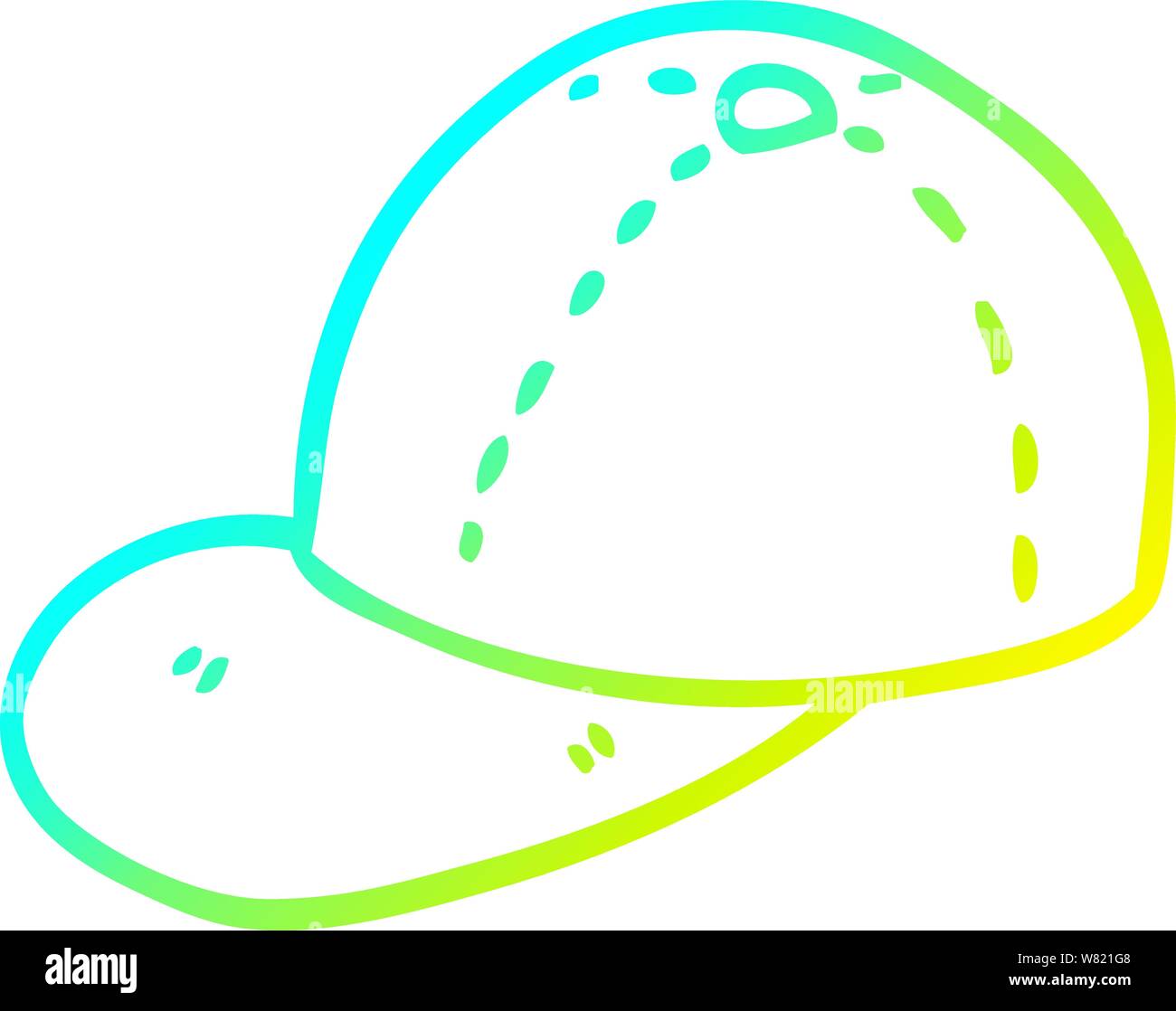 cold gradient line drawing of a cartoon baseball cap Stock Vector Image ...