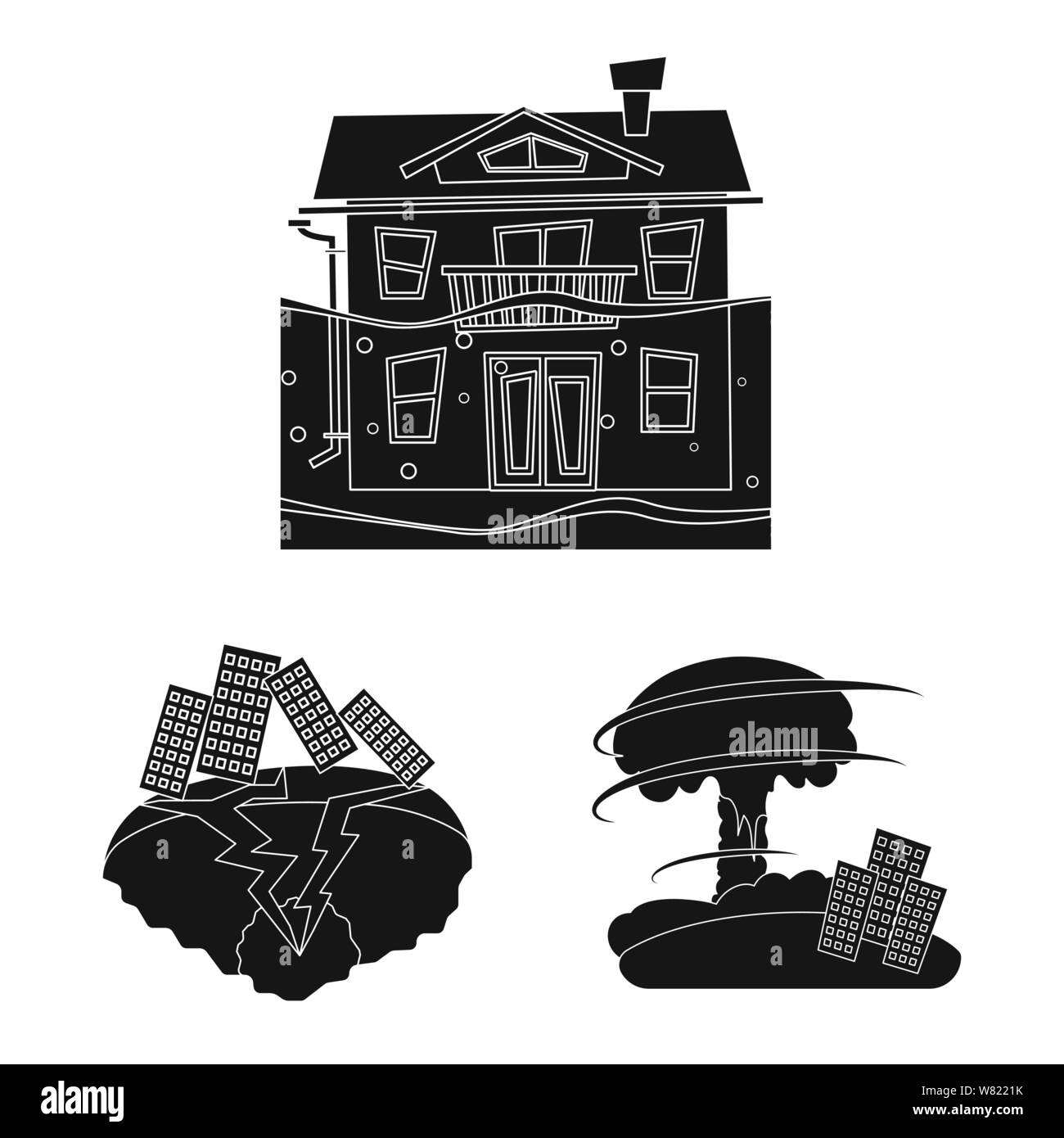 Vector illustration of calamity and crash icon. Collection of calamity ...