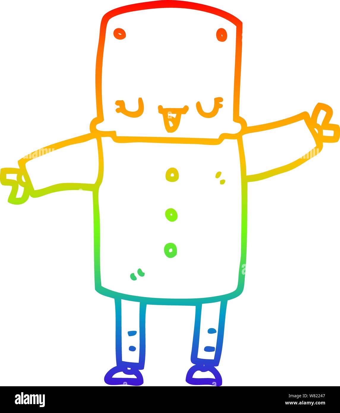 rainbow gradient line drawing of a cartoon robot Stock Vector Image ...