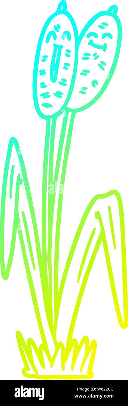 cold gradient line drawing of a cartoon bullrush Stock Vector Image ...