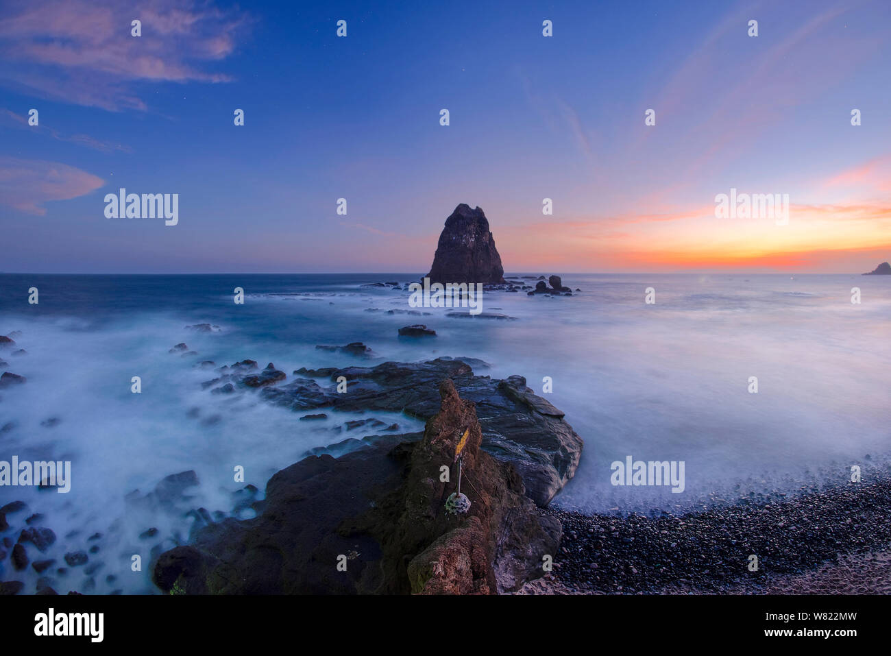 Papuma beach beautiful sunset with golden sky, an exotic location few ...