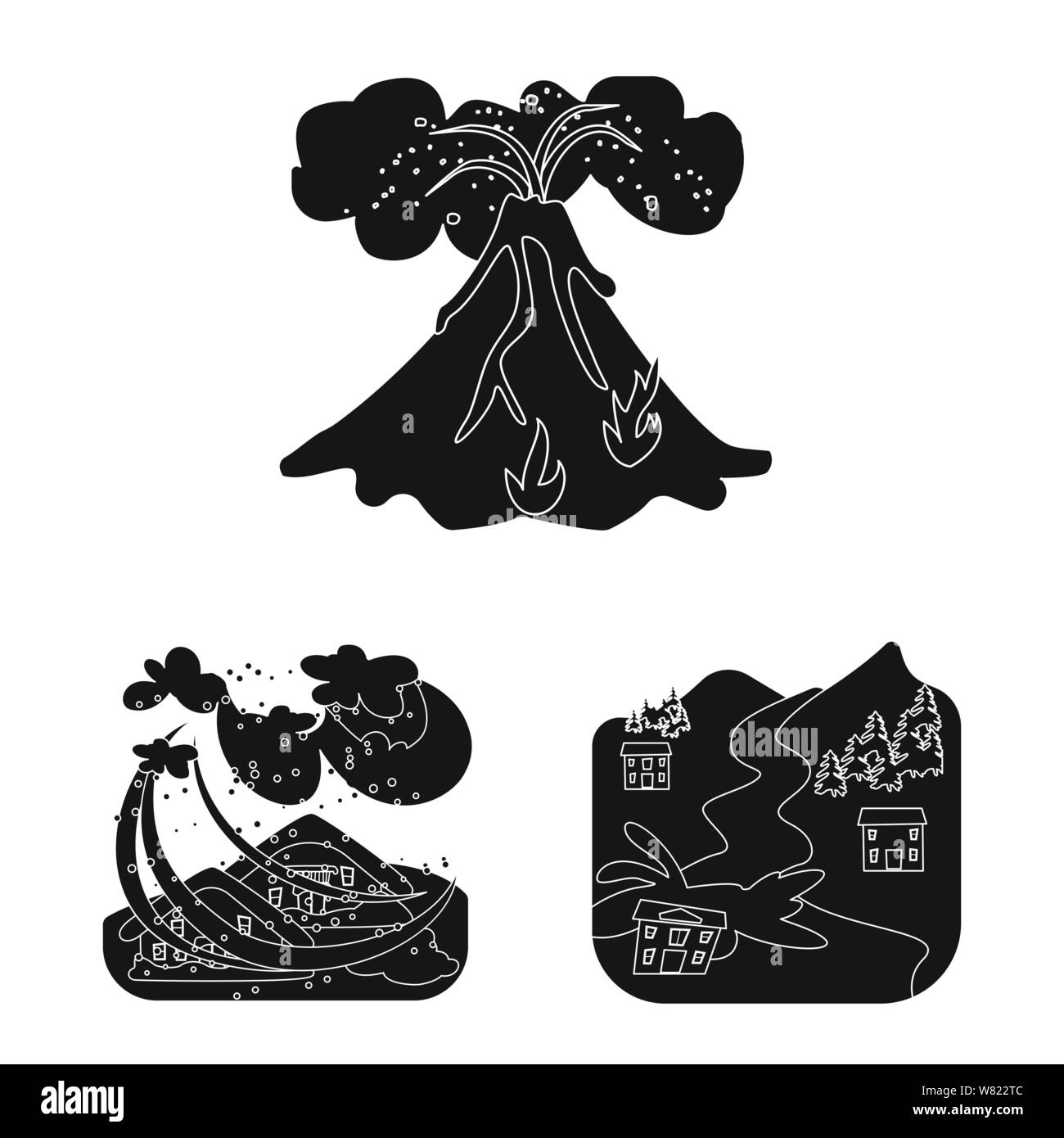 Vector illustration of calamity and crash logo. Set of calamity and ...