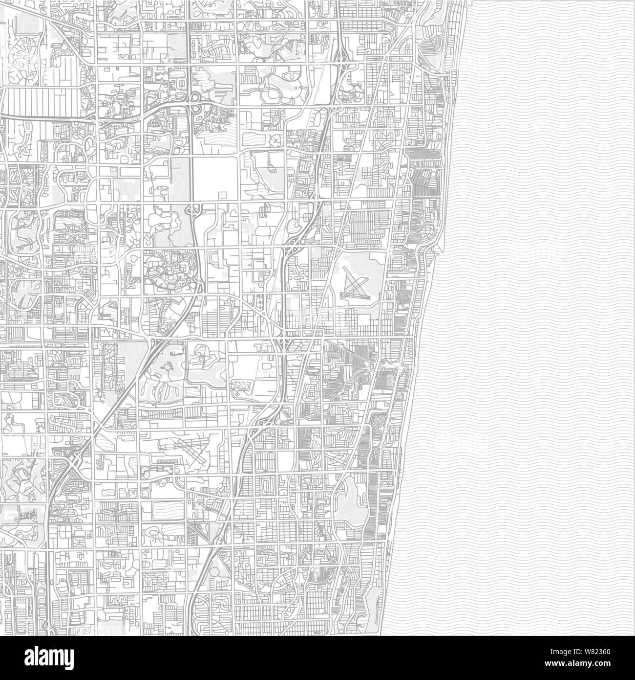 Pompano Beach, Florida, USA, bright outlined vector map with bigger and ...