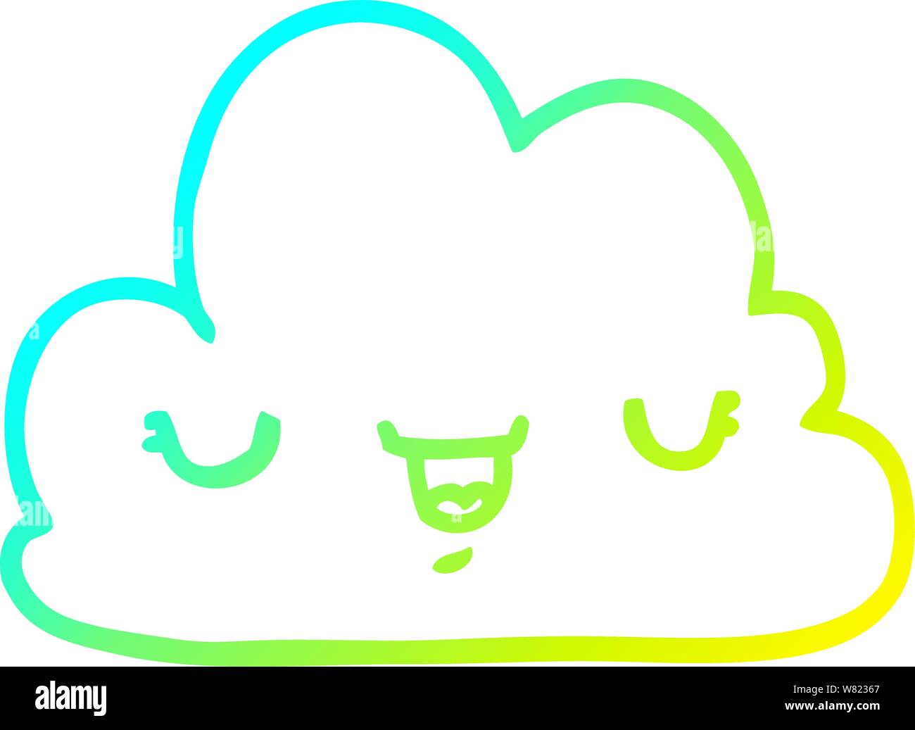 cold gradient line drawing of a cute cartoon cloud Stock Vector Image ...