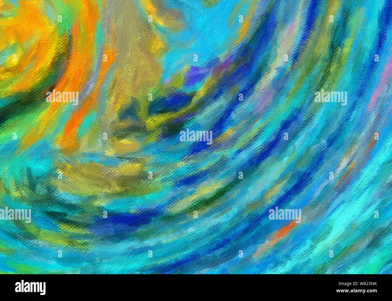 Abstract painting in oil background, splashes of paint on canvas ...