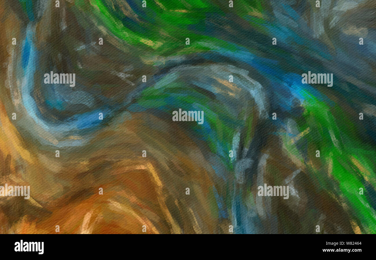 Abstract painting in oil background, splashes of paint on canvas ...