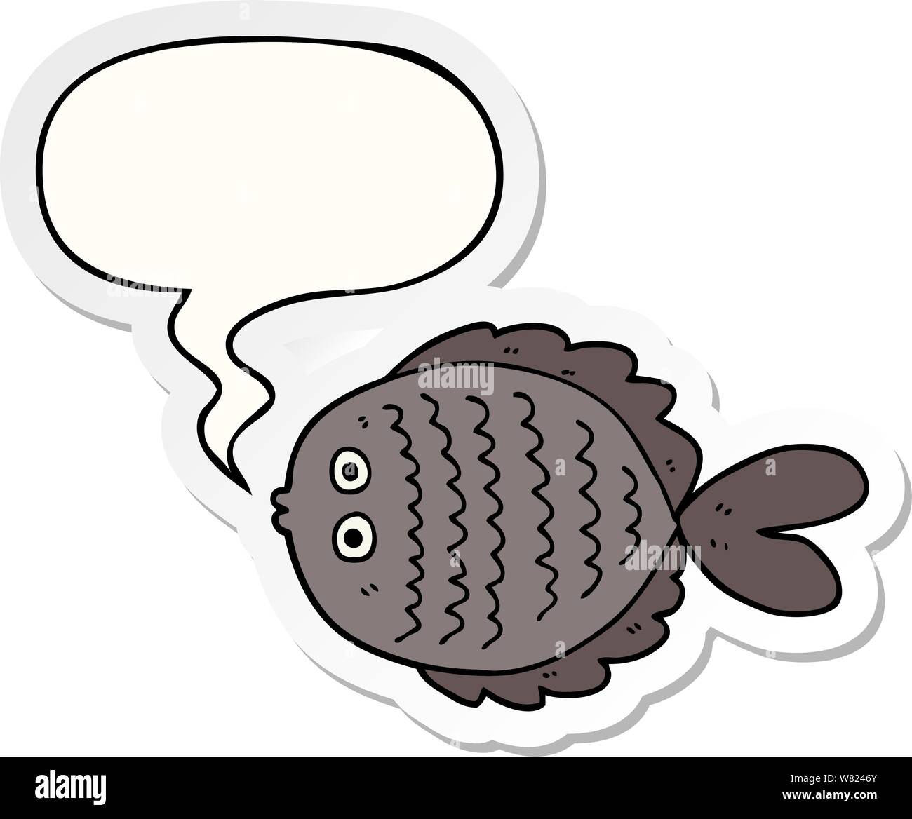 cartoon flat fish with speech bubble sticker Stock Vector Image & Art ...