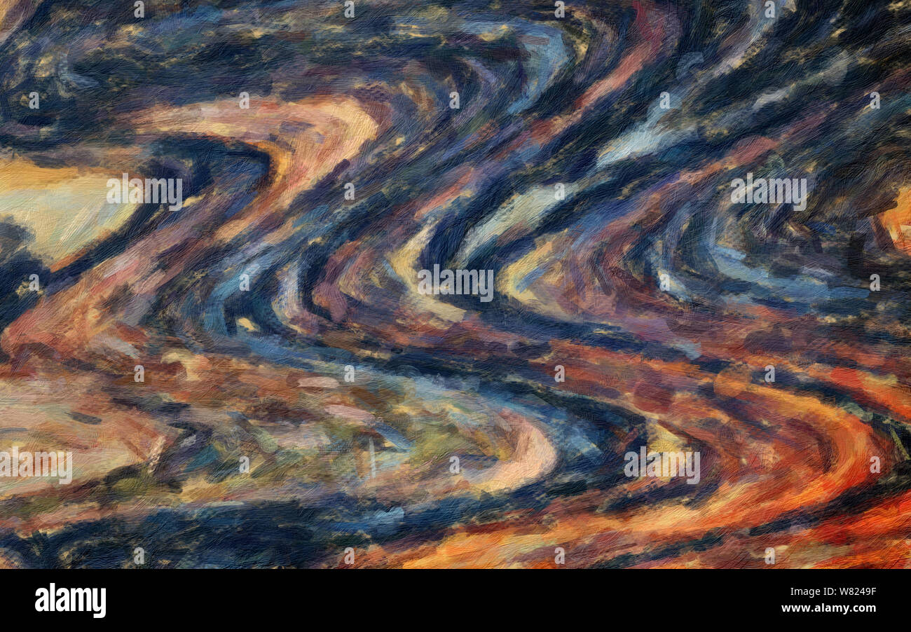 Abstract painting in oil background, splashes of paint on canvas ...