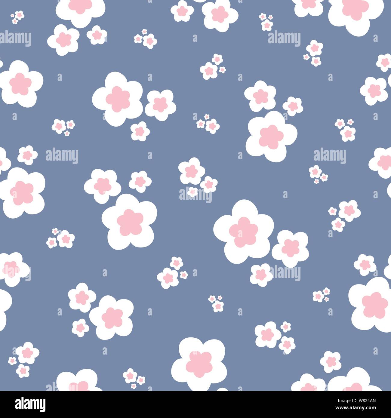 Colourful seamless repeat pattern of stylized flowers . A pretty floral ...