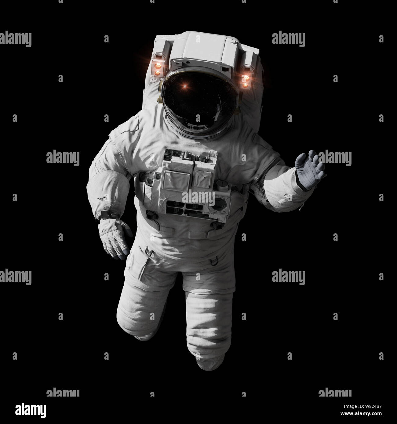 astronaut performing space walk, isolated on black background Stock ...