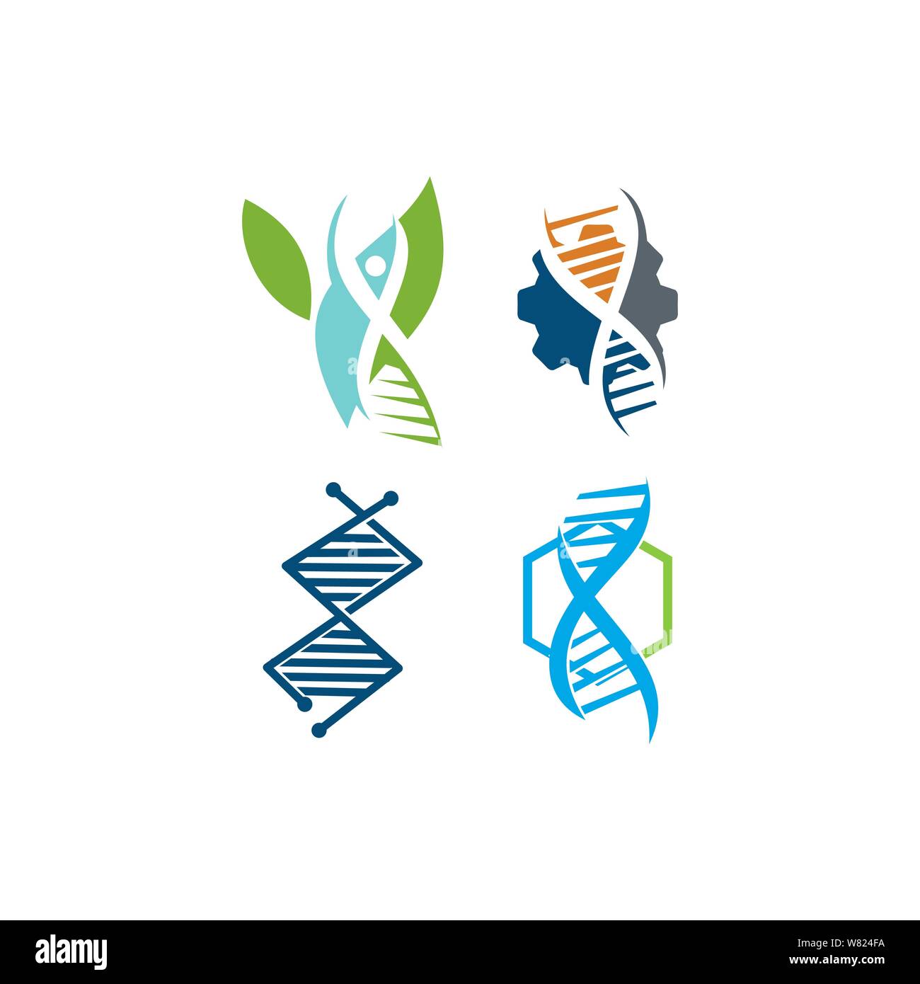 Genetic Health Logo Design Illustration Icon concept Vector Set Stock ...