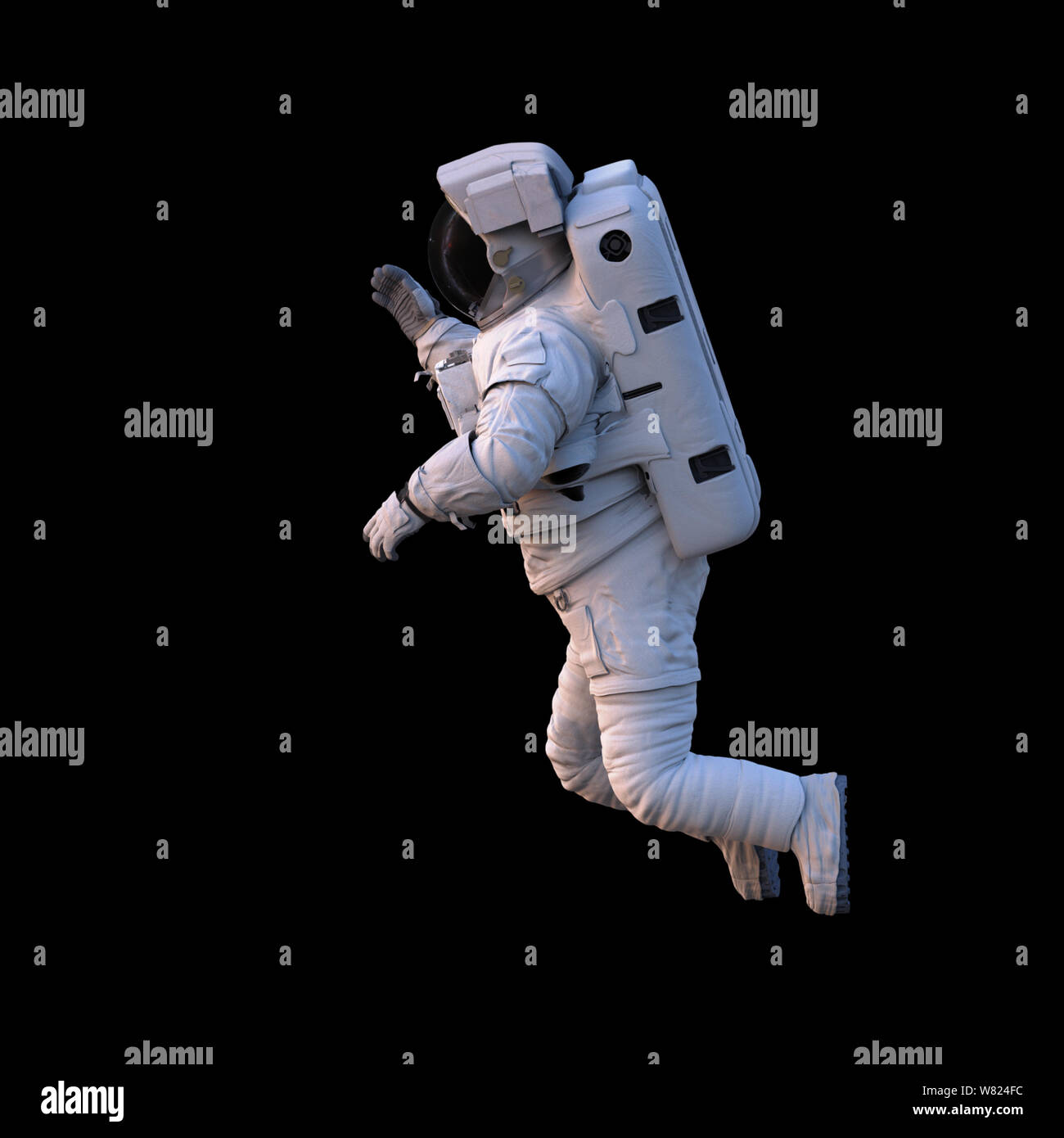 astronaut performing space walk, isolated on black background Stock ...