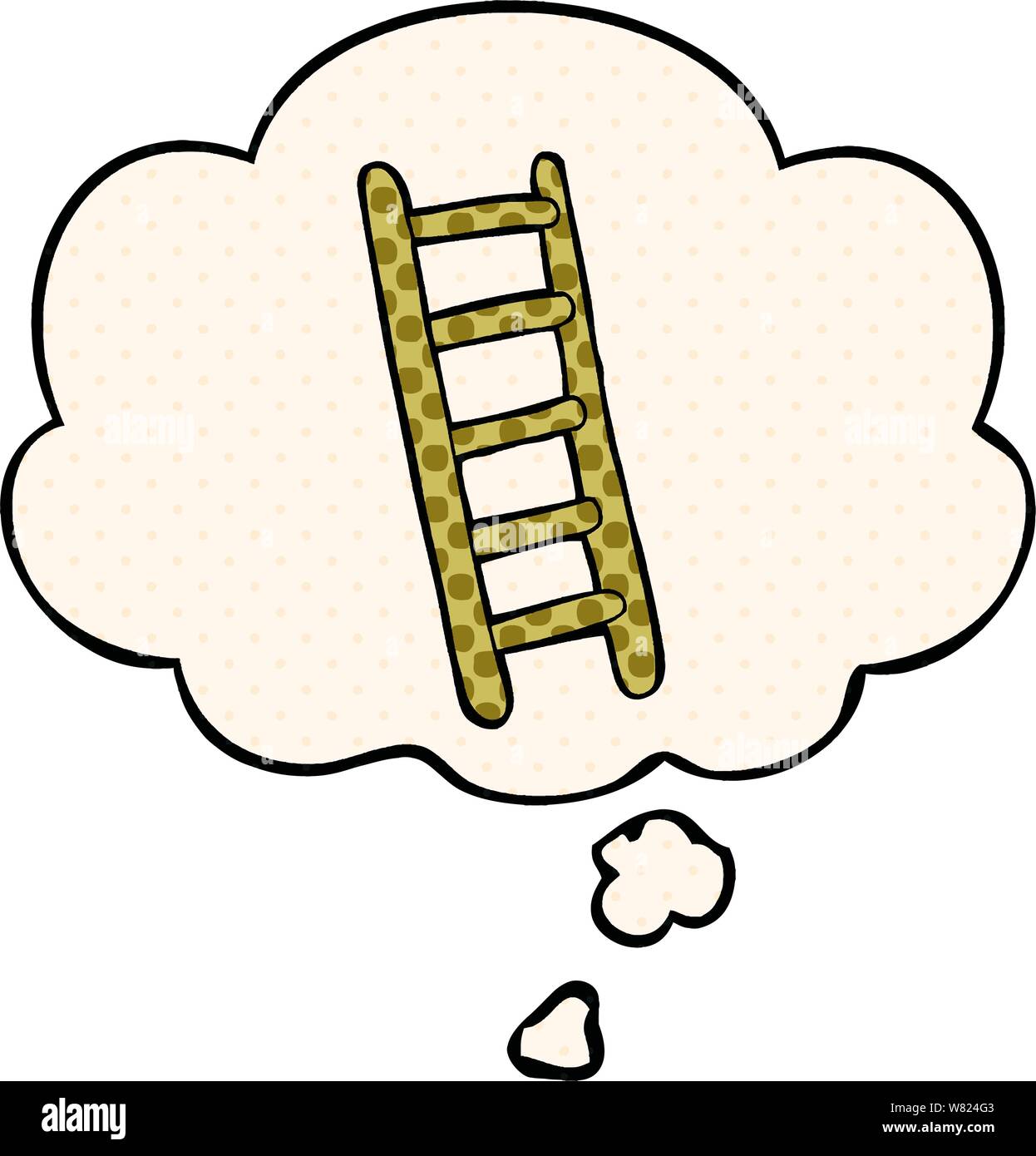 cartoon ladder with thought bubble in comic book style Stock Vector ...
