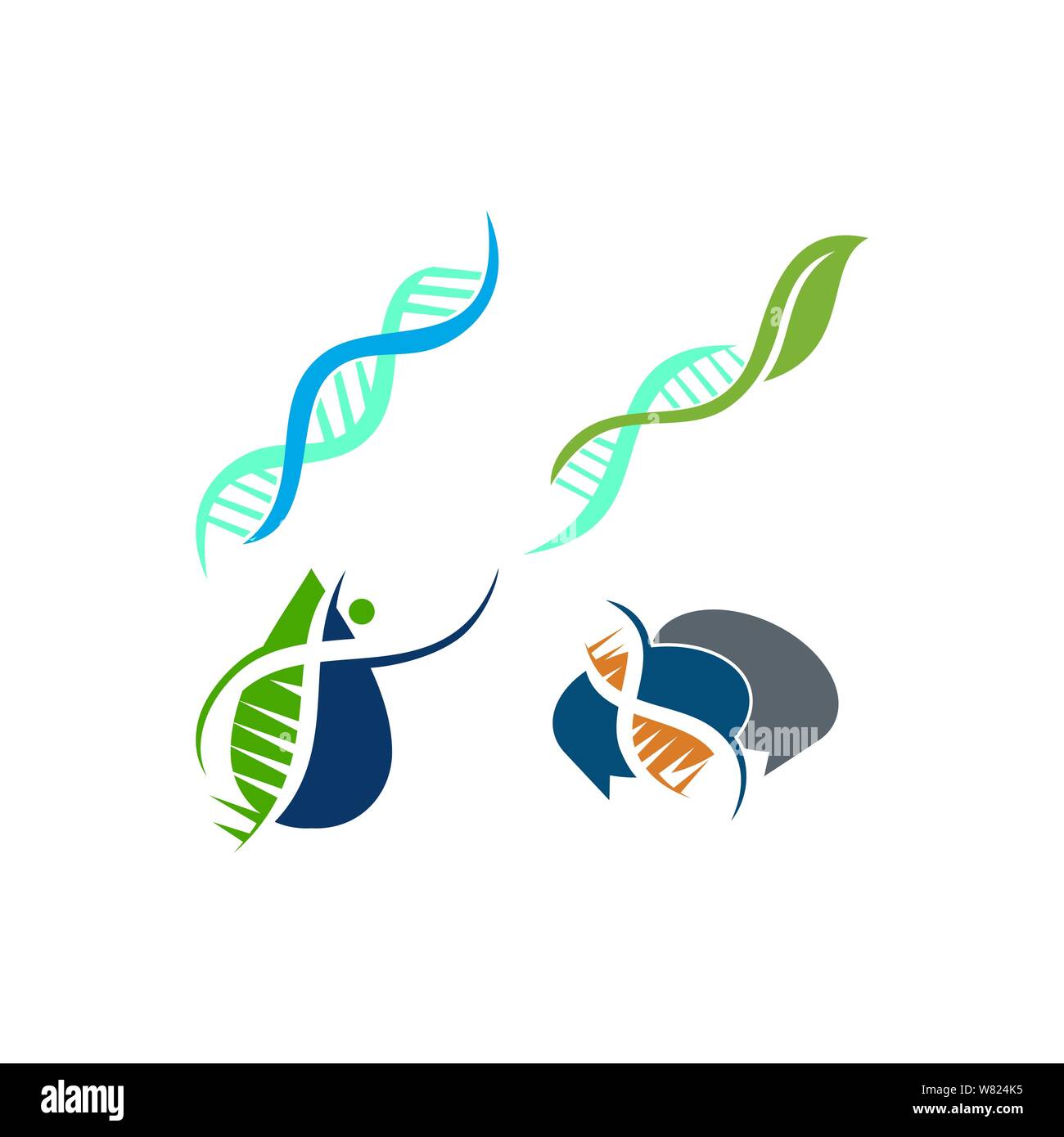 Genetic Health Logo Design Illustration Icon concept Vector Set Stock ...