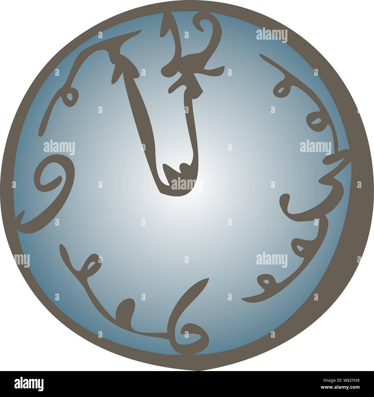 line art clock says 11 55 five minutes to new year vector illusration ...