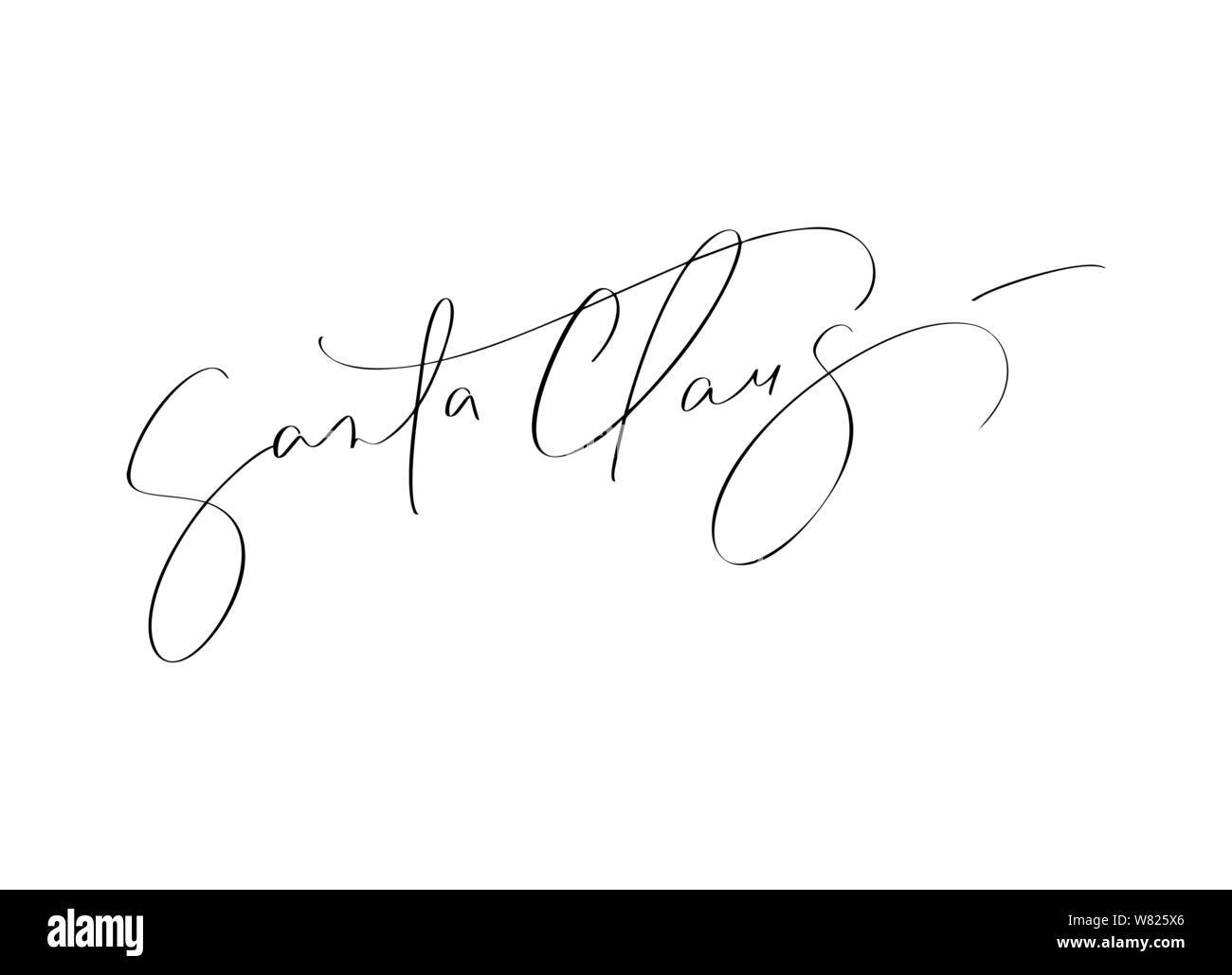 Santa Claus vector signature Calligraphic Christmas text. Lettering ...