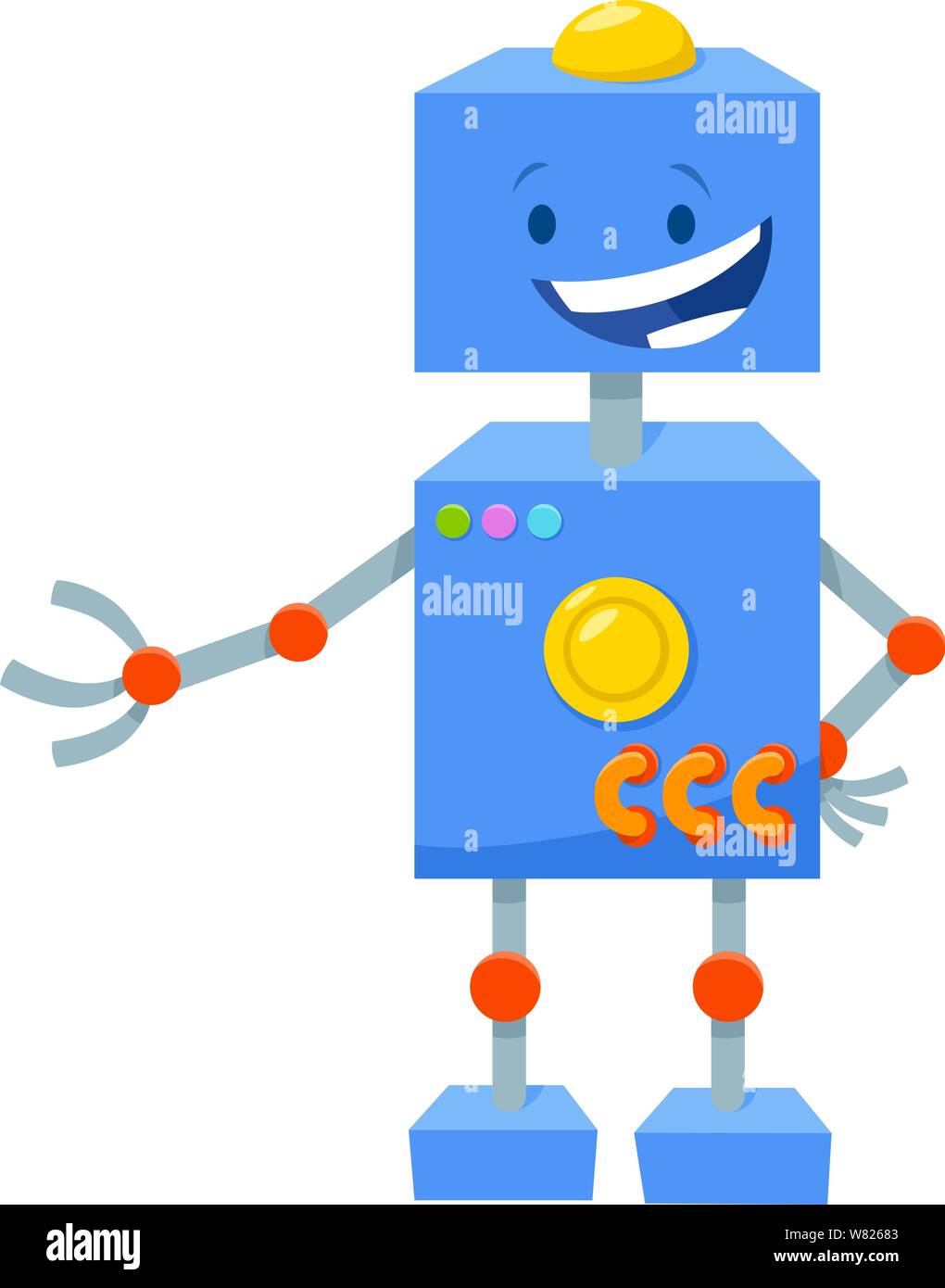 Cartoon Illustration of Robot or Droid Science Fiction Comic Character ...