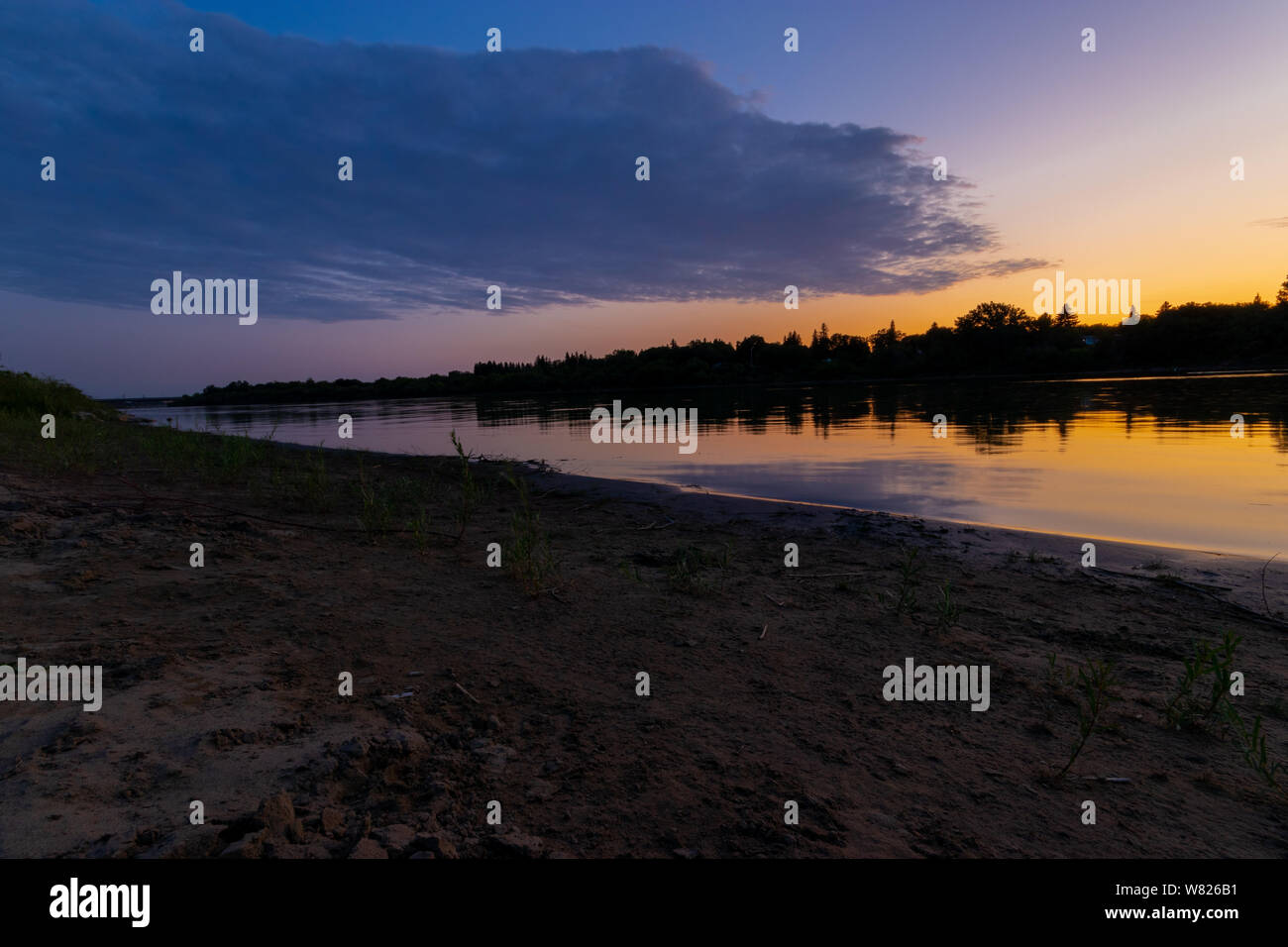 Sunset along the South Saskatchewan River in Saskatoon Saskatchewan ...