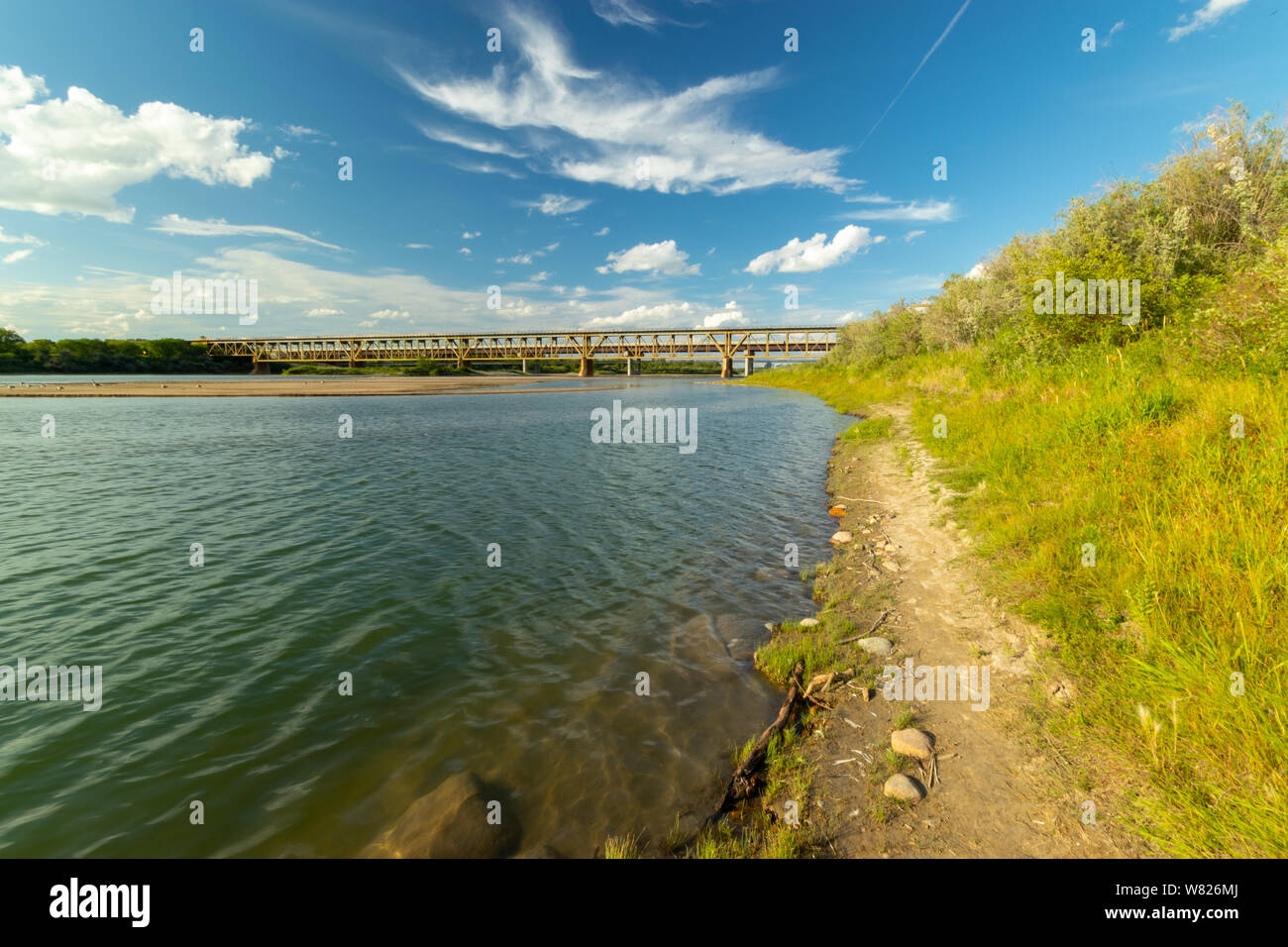 Distant afternoon view of the Grand Trunk Railroad bridge over the ...