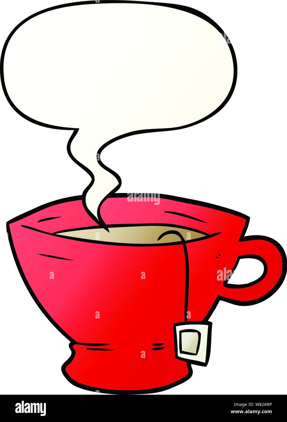cartoon cup of tea with speech bubble in smooth gradient style Stock ...