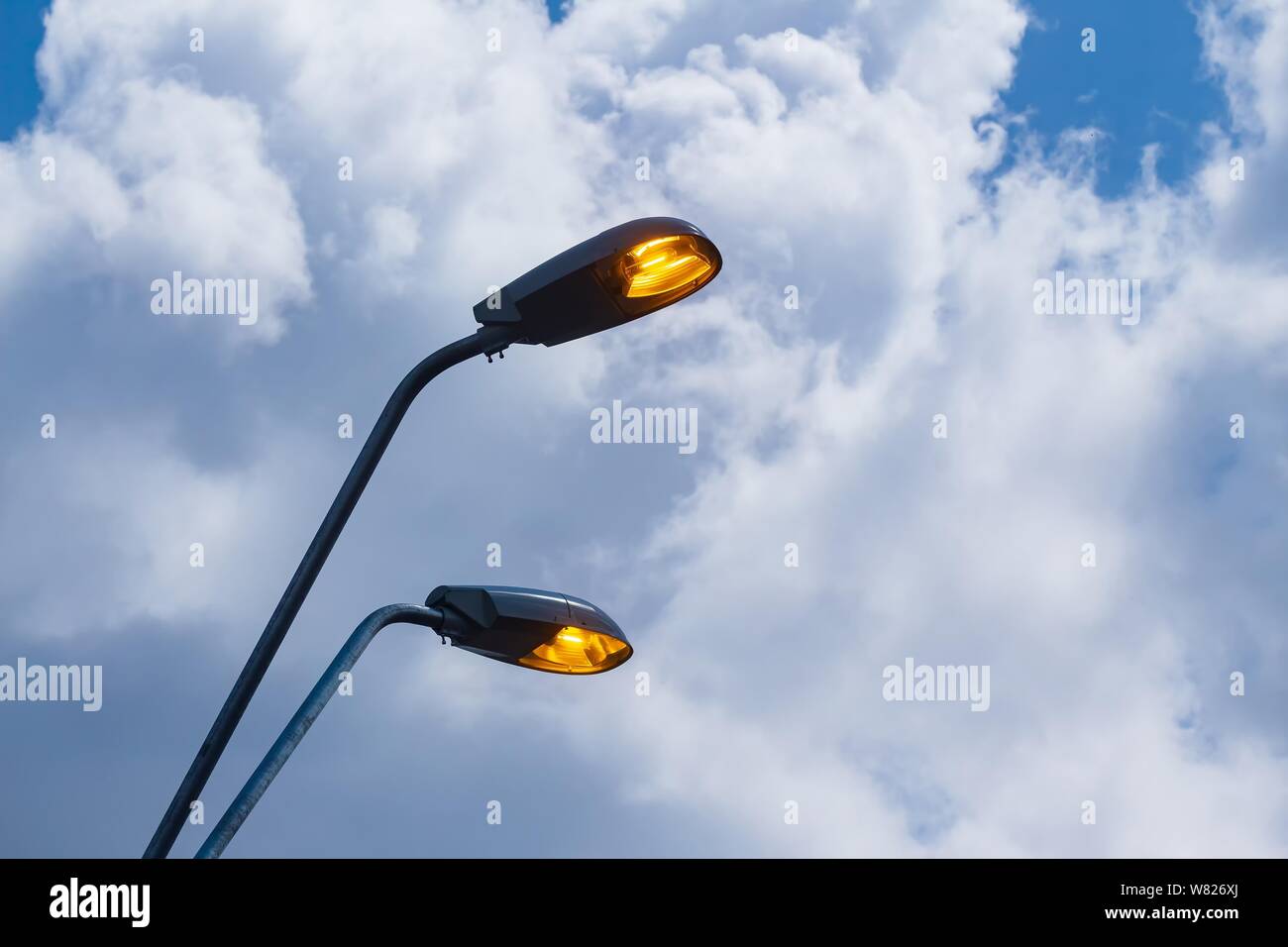 Bucharest, Romania - July 14, 2019: The street lights are lit wrong at ...