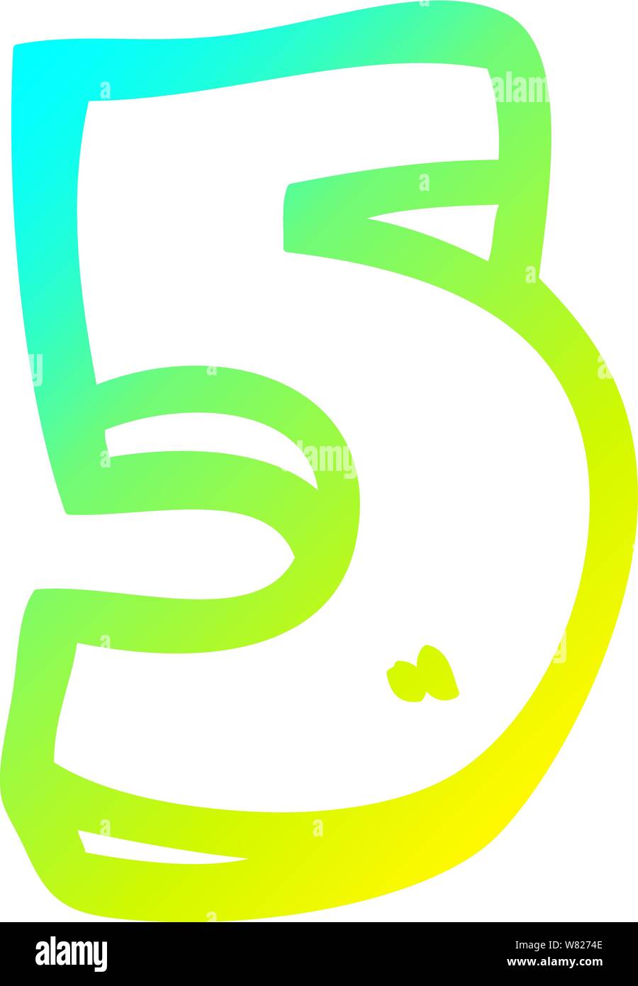 cold gradient line drawing of a cartoon number five Stock Vector Image ...