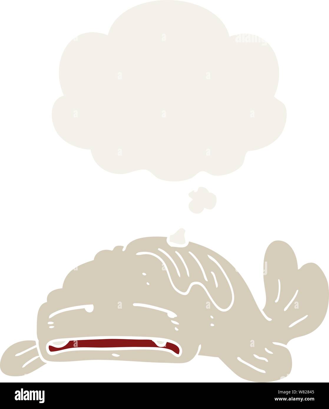 cartoon sad old fish with thought bubble in retro style Stock Vector ...