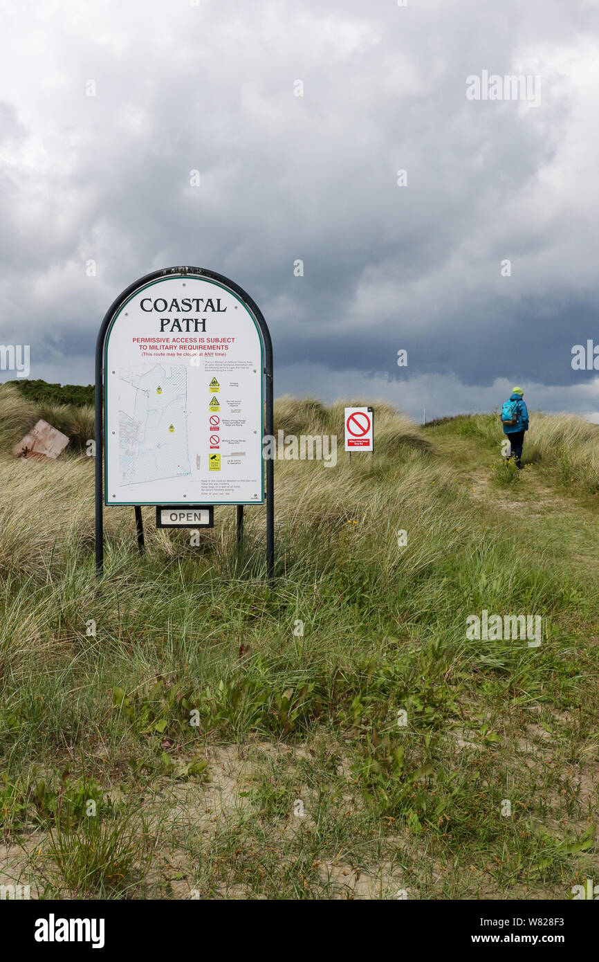 Sign ballykinler coastal path hi-res stock photography and images - Alamy