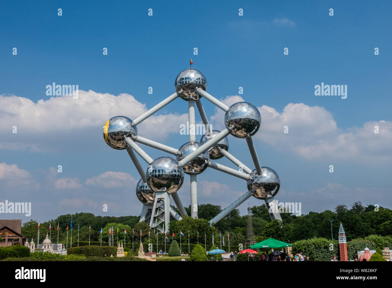 Brussels, Belgium - June 22, 2019: Atomium monument with its silver ...