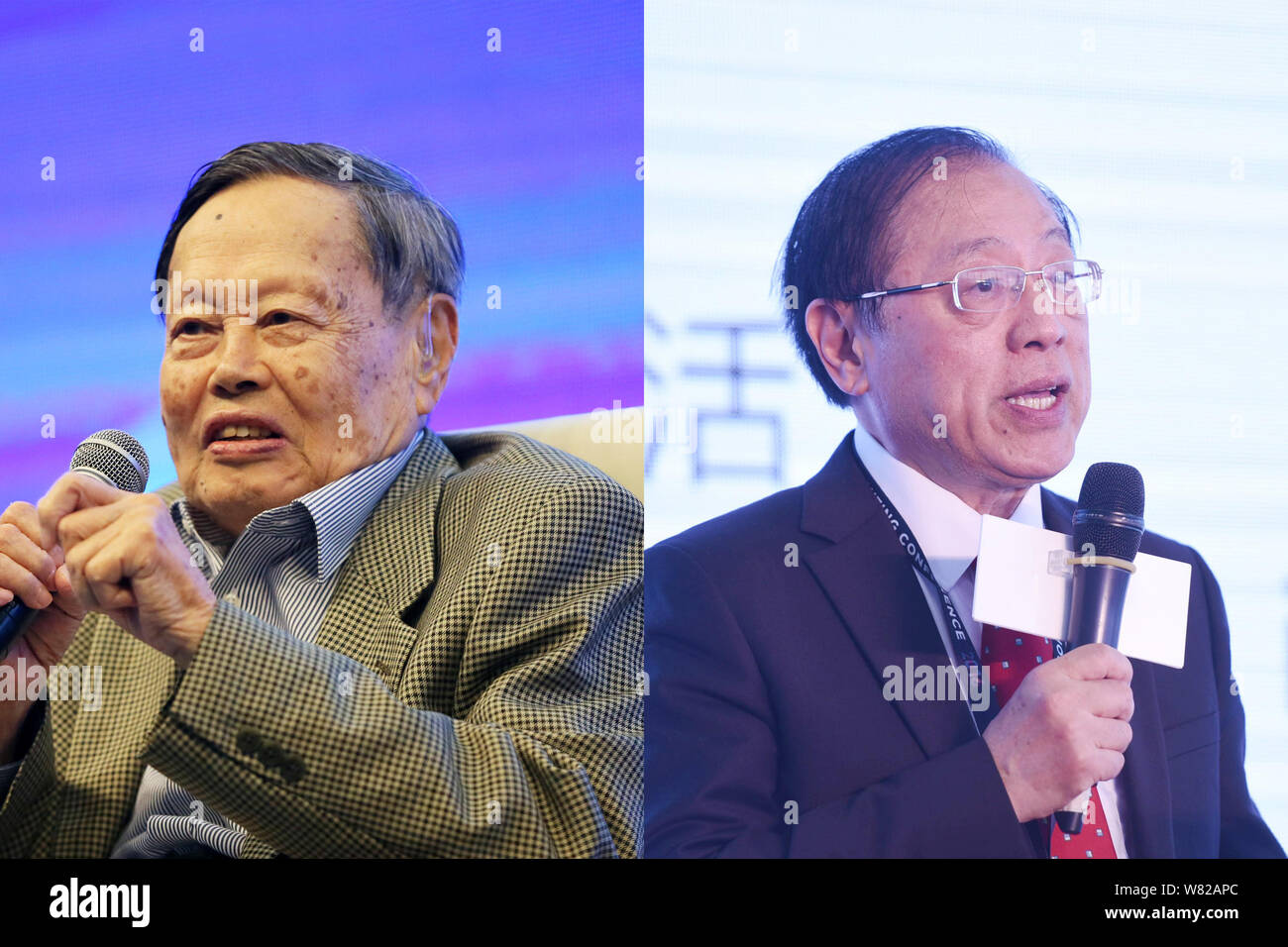 --FILE--This composite photo shows Chinese physicist Chen-Ning Yang ...