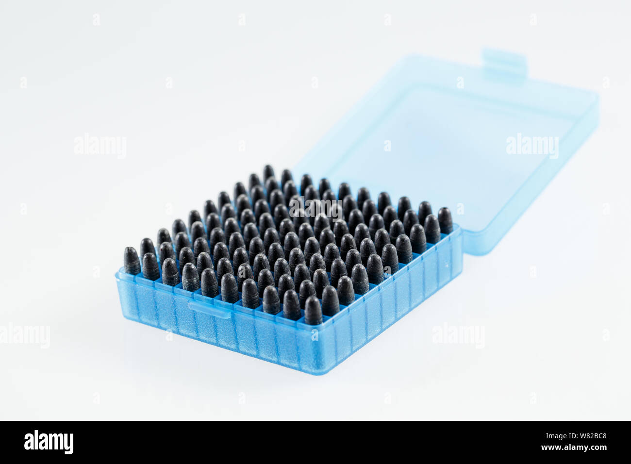 Hunting cartridges in a plastic box. Bullet storage box Stock Photo - Alamy