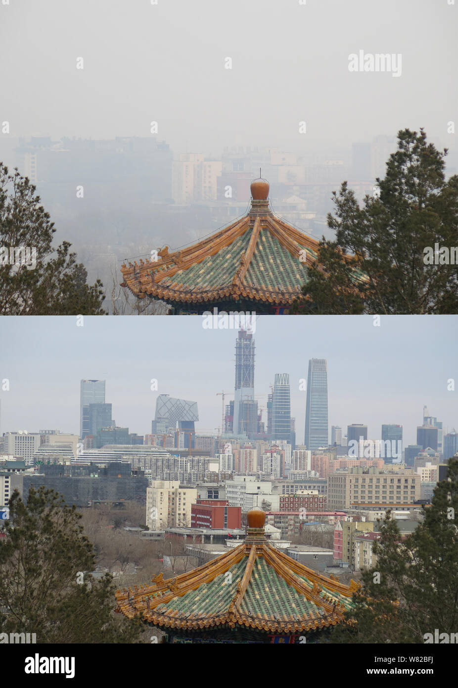 This composite photo shows the CBD (Central Business District) with ...