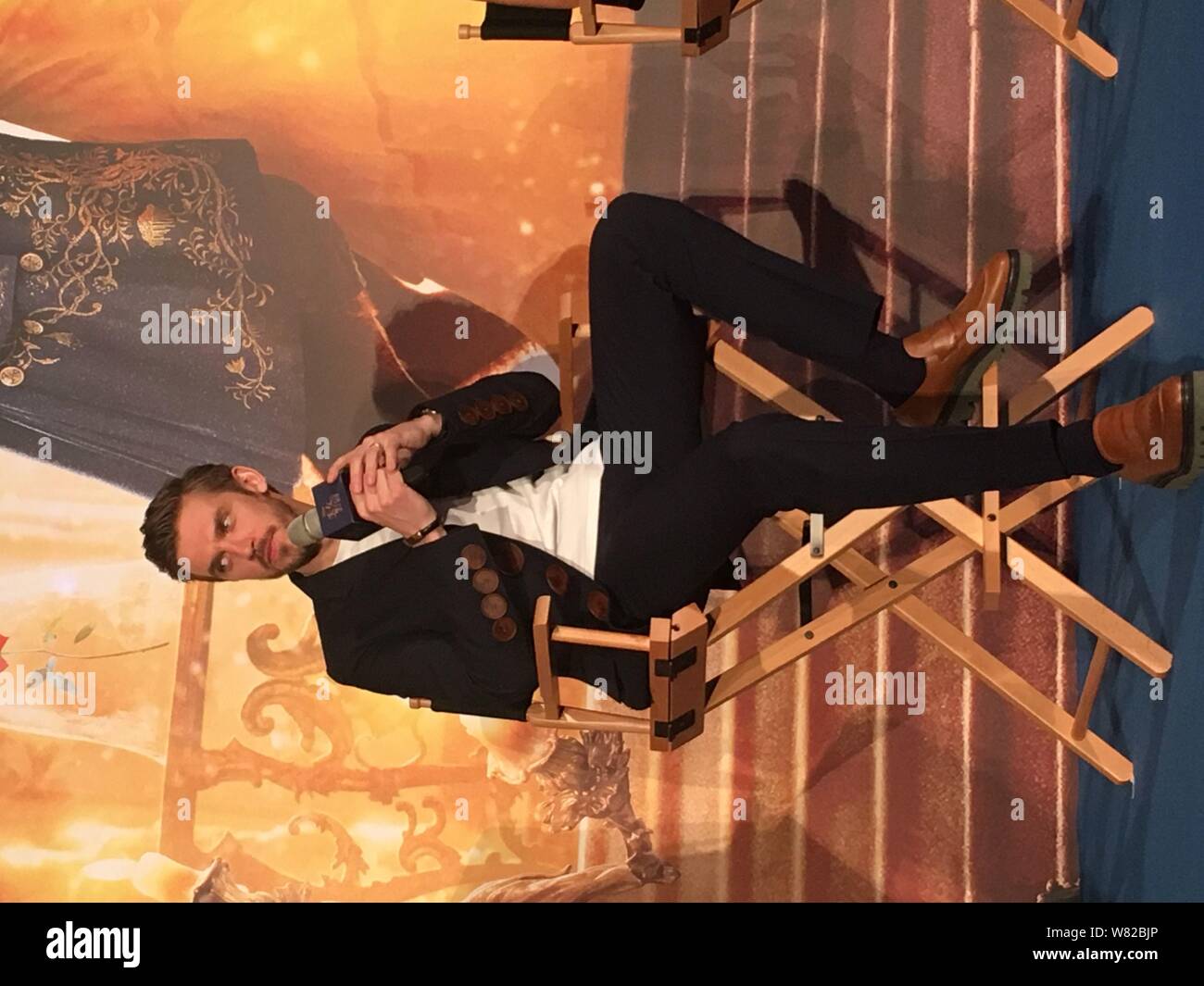 English actor Daniel Jonathan "Dan" Stevens attends a press conference ...