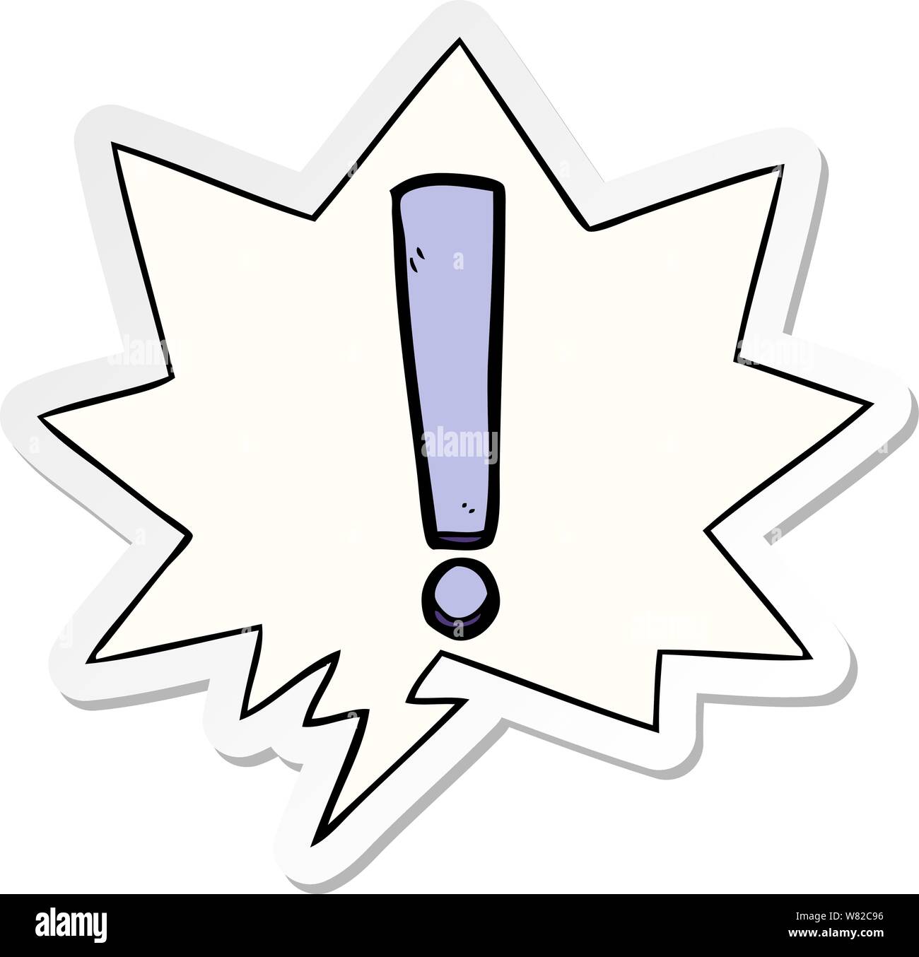 cartoon exclamation mark with speech bubble sticker Stock Vector Image ...