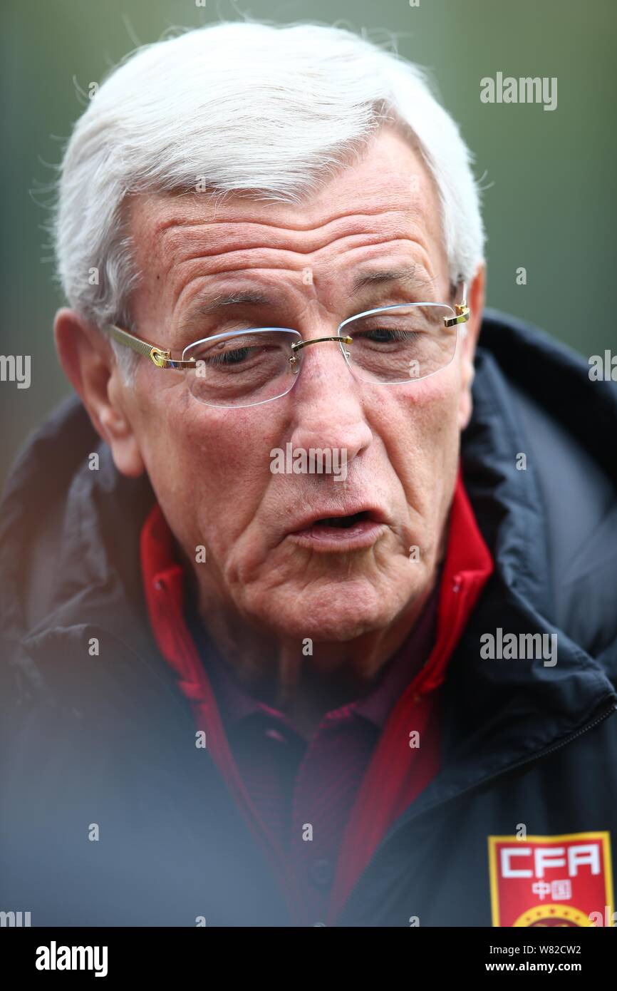 Head coach Marcello Lippi of the Chinese national men's football team ...