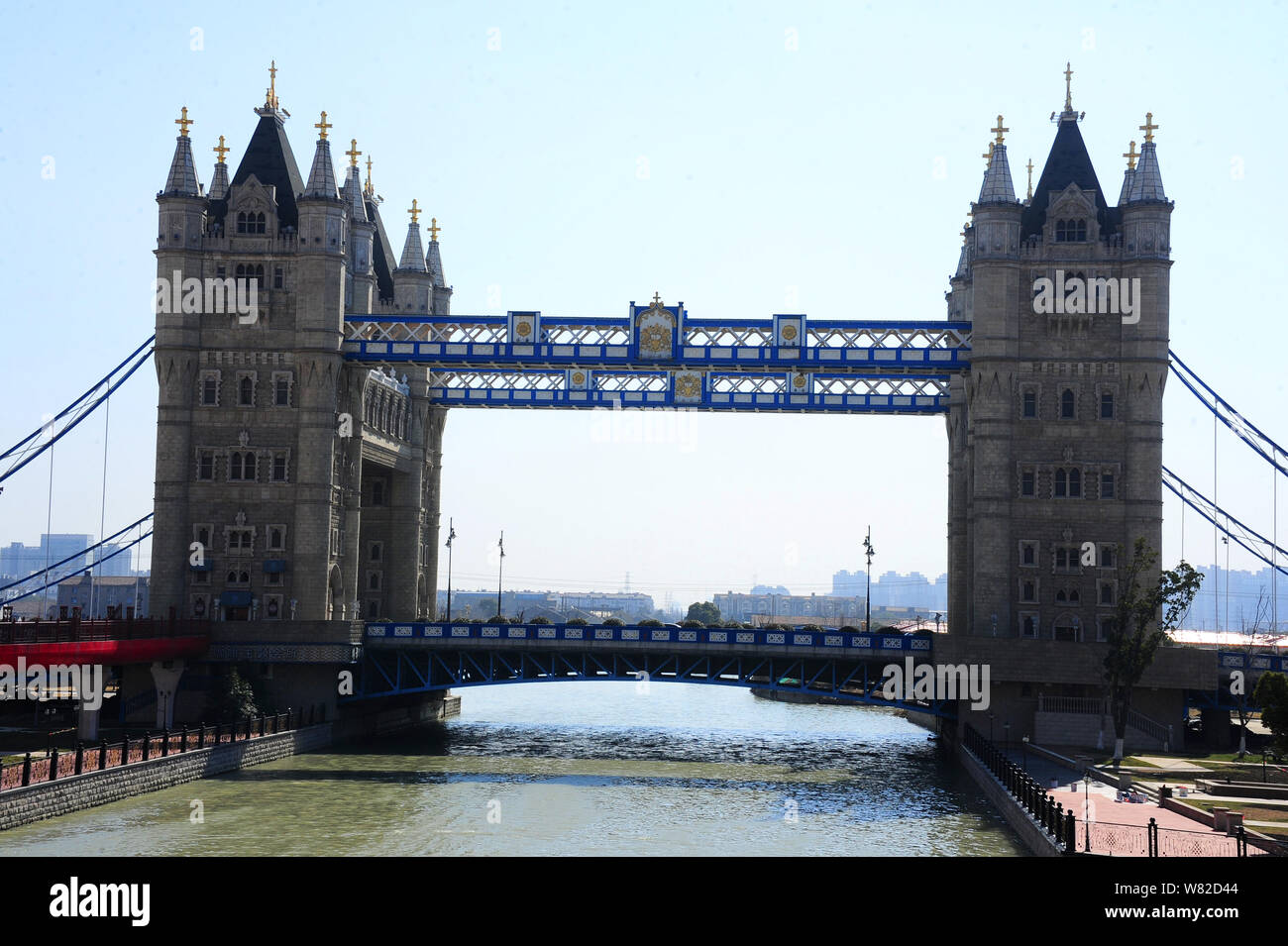 --FILE--View of a replica of the world-famous Tower Bridge of London in ...