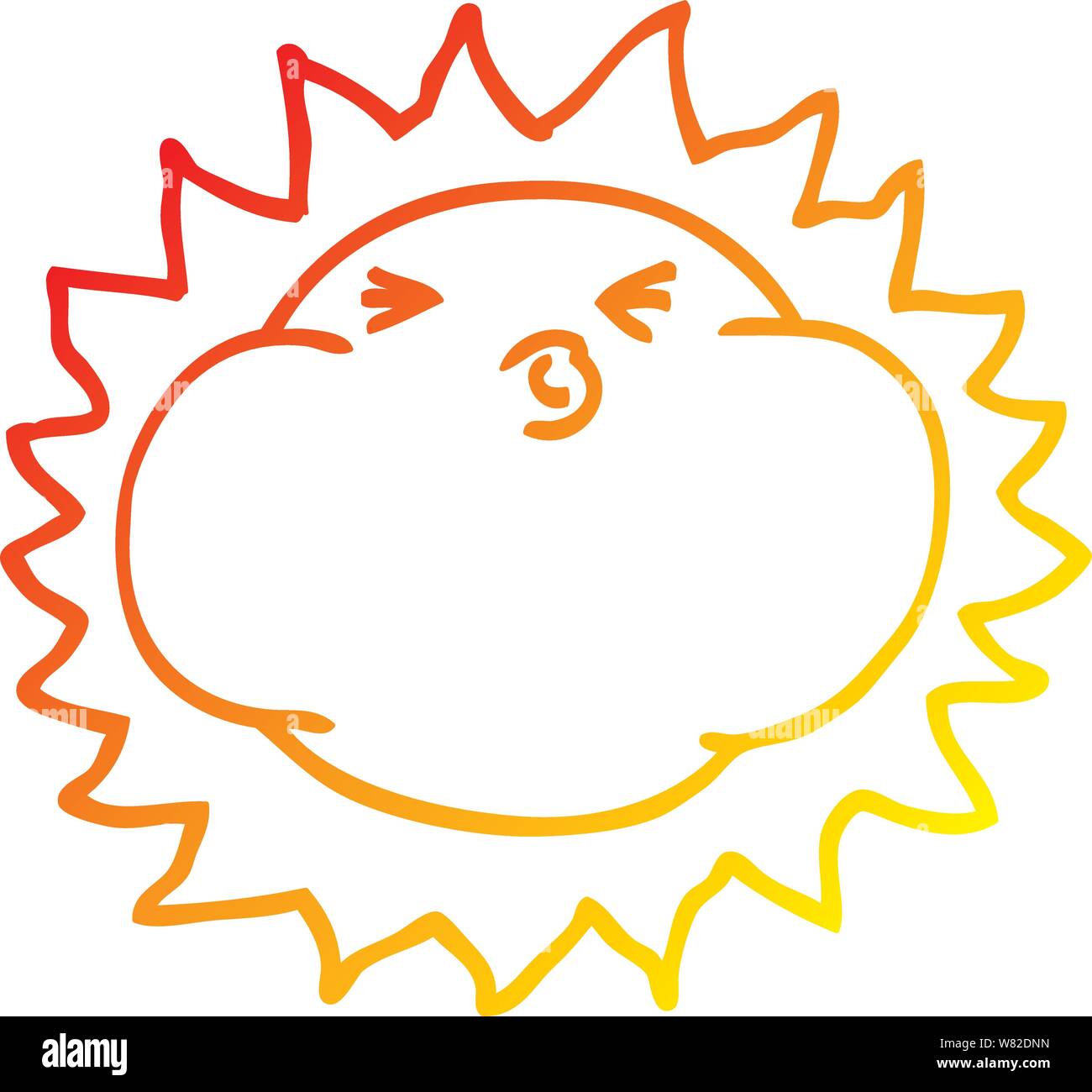 warm gradient line drawing of a cartoon shining sun Stock Vector Image ...