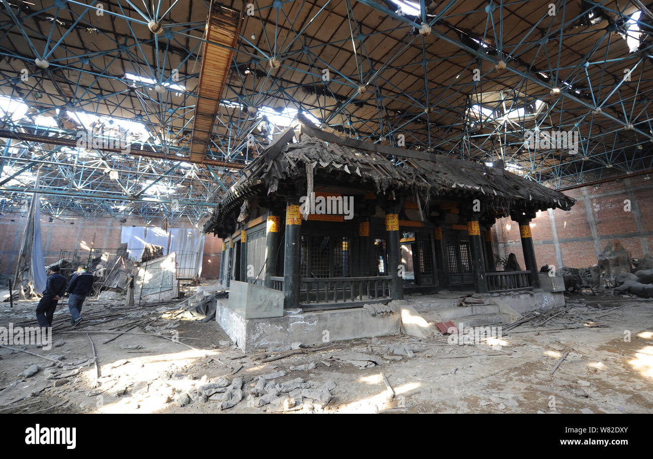 Interior view of ruins of imperial architectural style building complex ...