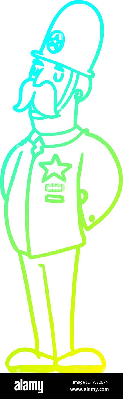 cold gradient line drawing of a cartoon policeman Stock Vector Image ...