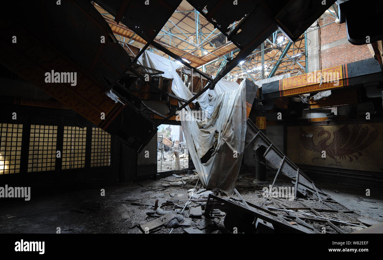 Interior view of ruins of imperial architectural style building complex ...
