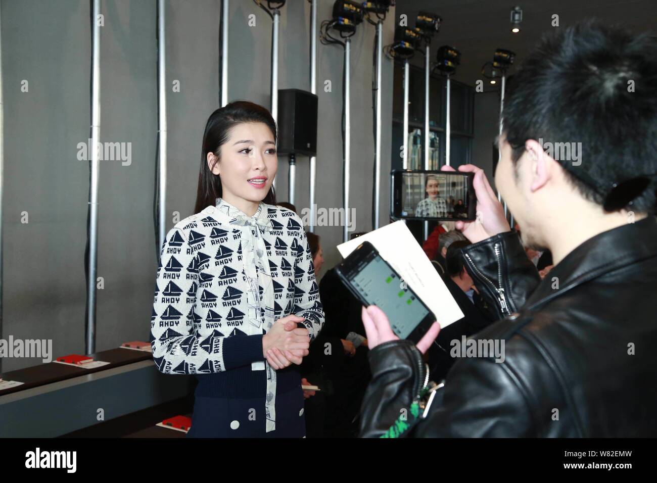 Hong Kong actress Niki Chow attends the Tory Burch fashion show during ...