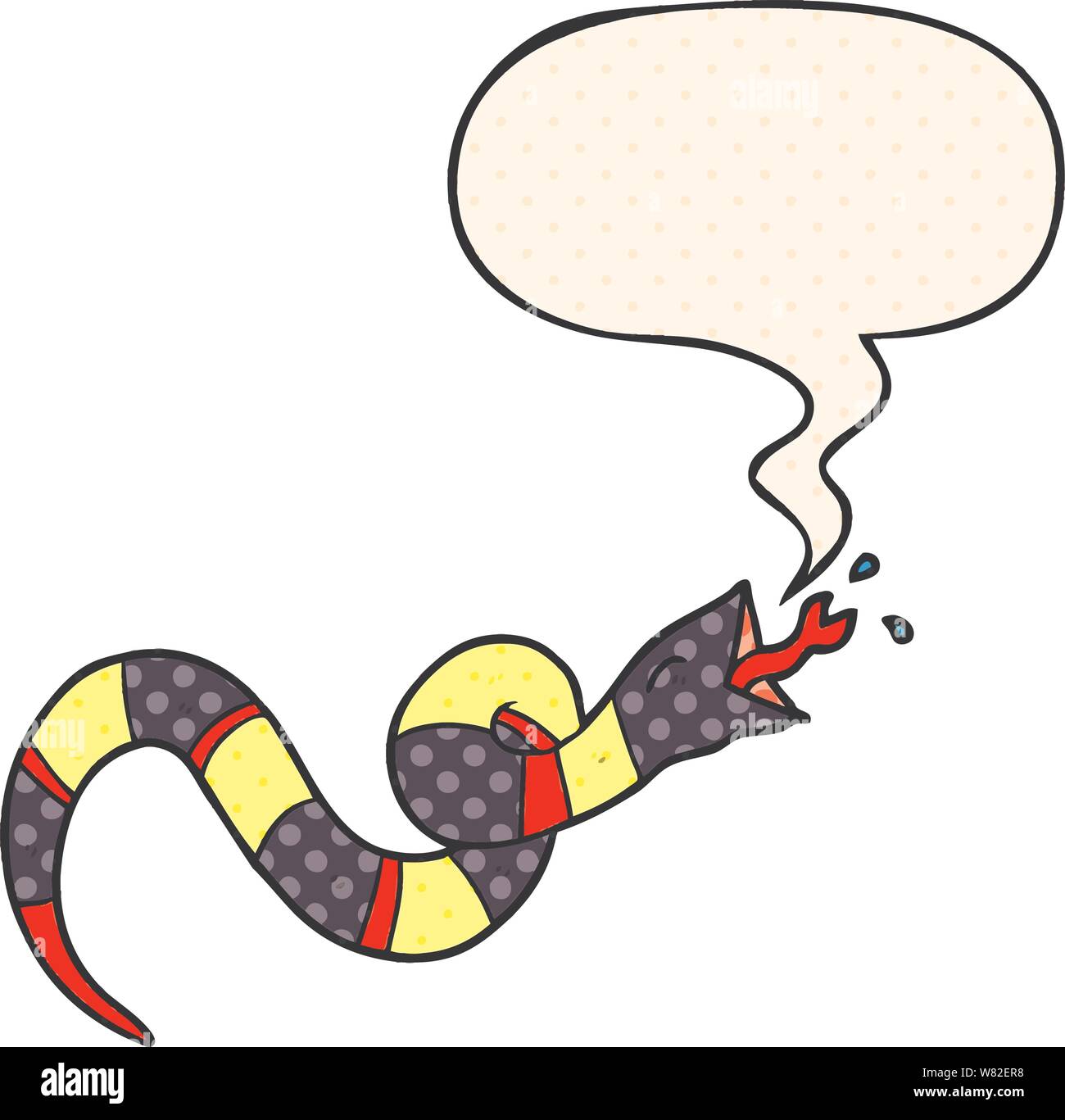 cartoon hissing snake with speech bubble in comic book style Stock ...