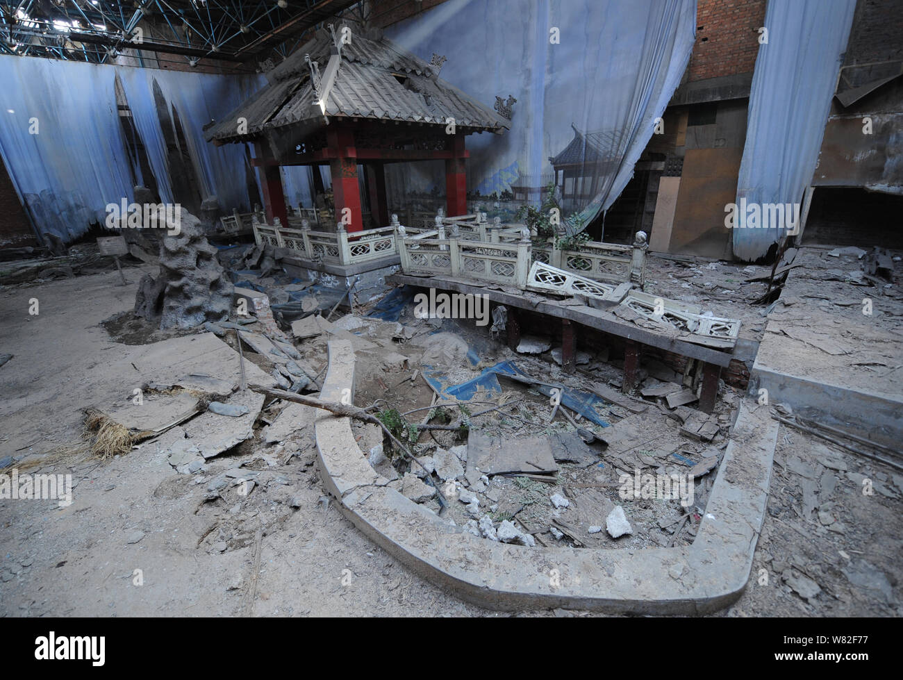 Interior view of ruins of imperial architectural style building complex ...