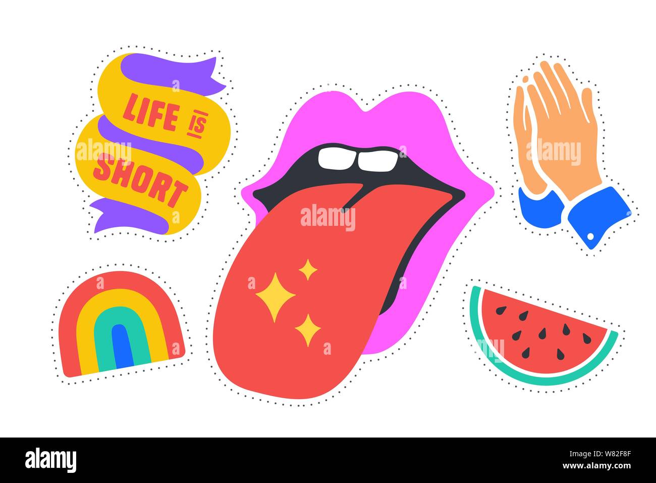 Fun Stickers. Colorful fun stickers. Design cartoon stickers Stock ...