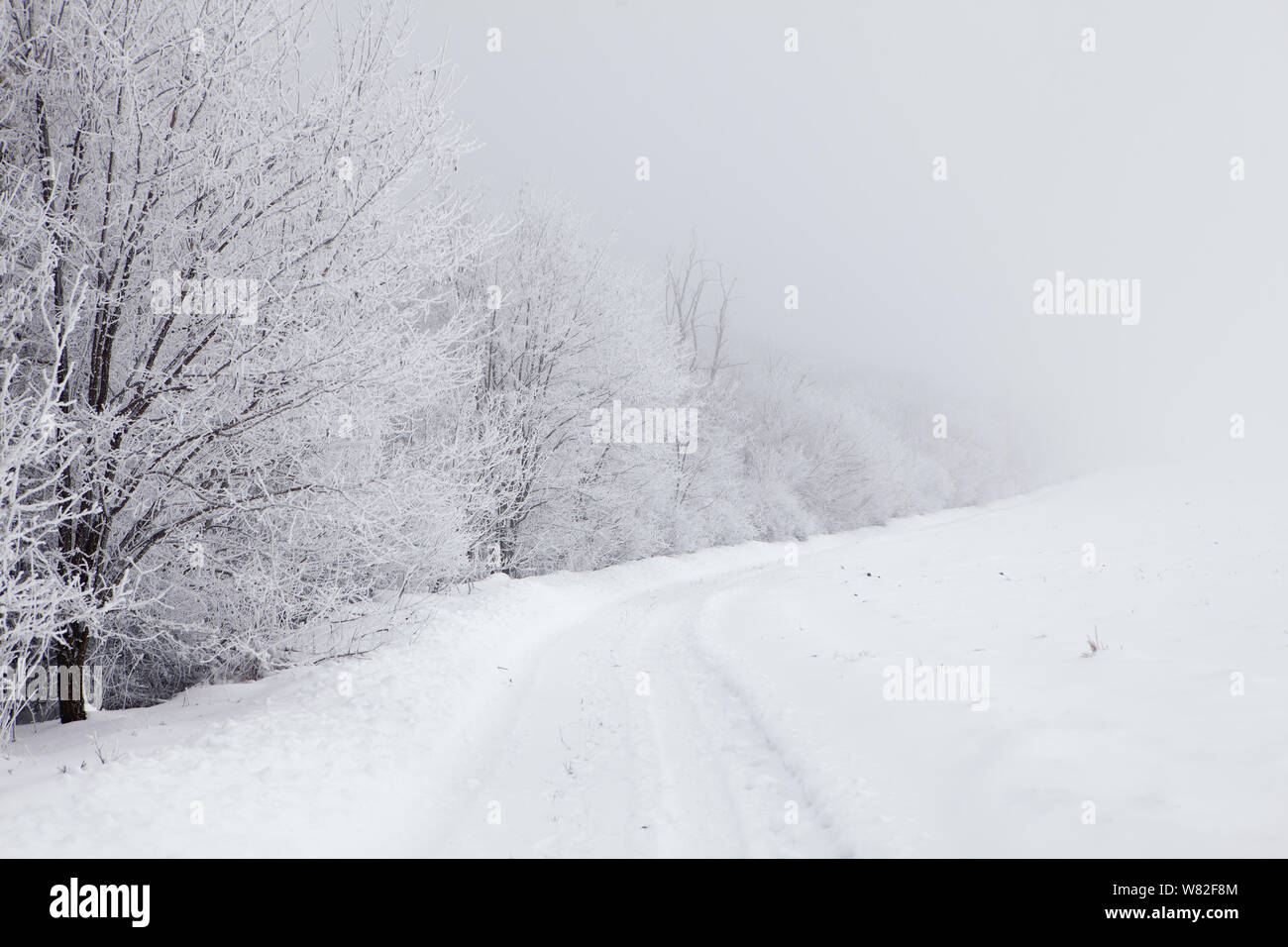 winter landscape with snowy country road Stock Photo - Alamy