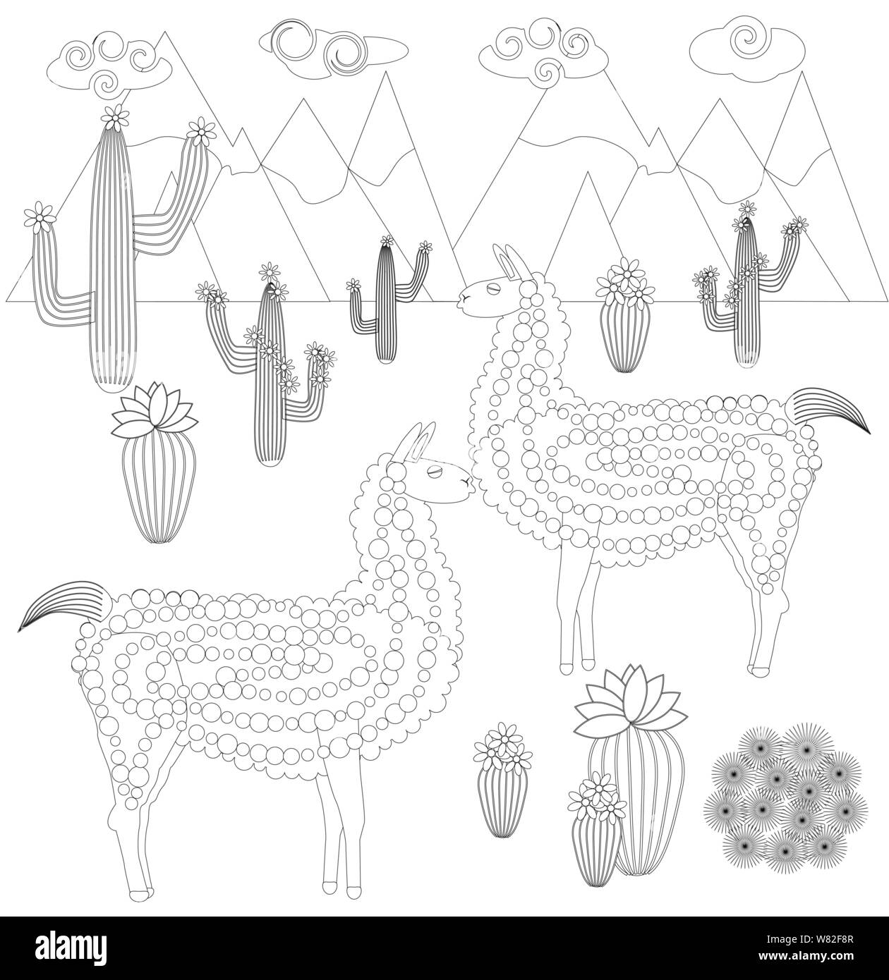Coloring page of cartoon lama. Lama, coloring for adults and children ...
